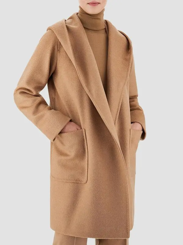 Max Mara Rialto Hair Hooded Wrap Coat - Camel