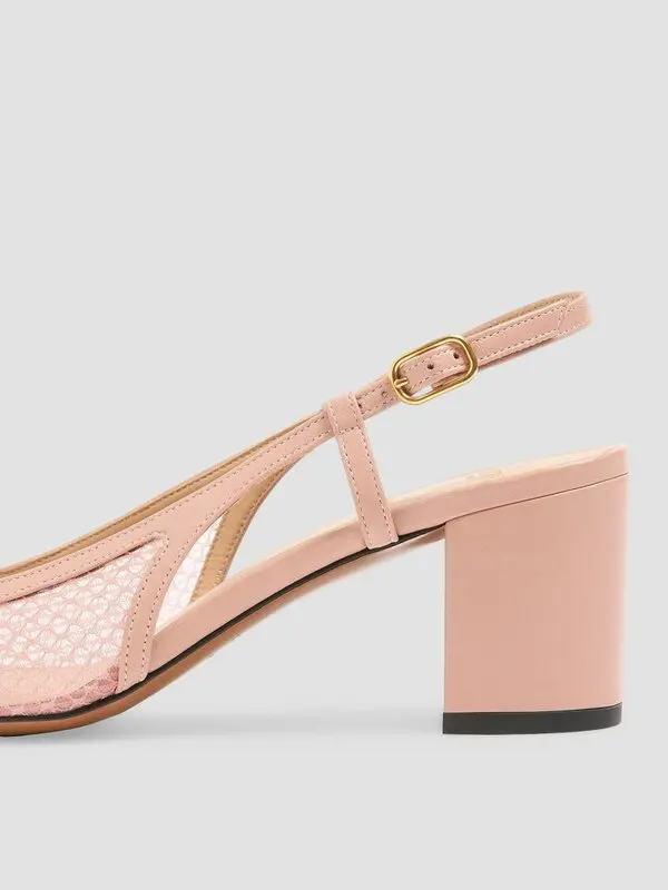 Valentino Garavani Valet Du Roi 60mm Slingback Pump In Mesh And Kidskin - Pink