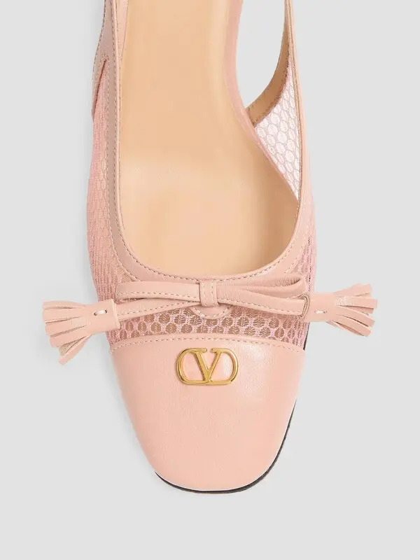 Valentino Garavani Valet Du Roi 60mm Slingback Pump In Mesh And Kidskin - Pink