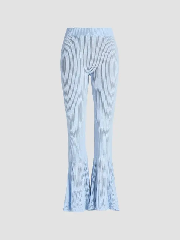 Ronny Kobo Dallas Rib-knit High-rise Flared Pants