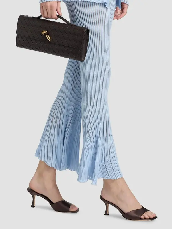 Ronny Kobo Dallas Rib-knit High-rise Flared Pants