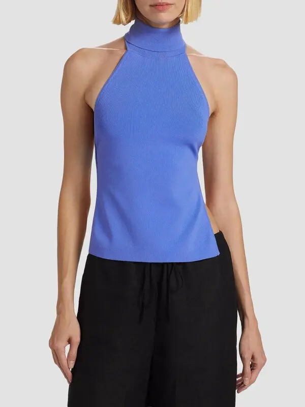 Cult Gaia Wake Rib-knit Turtleneck Top