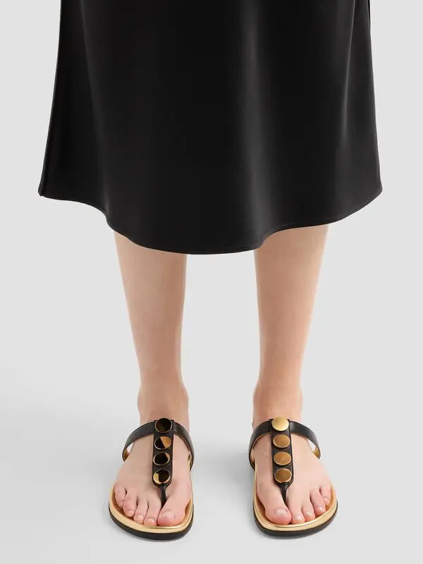 Manolo Blahnik Ruja Dome-stud Leather Thong Sandals
