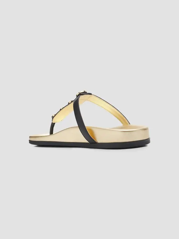 Manolo Blahnik Ruja Dome-stud Leather Thong Sandals