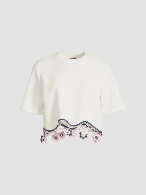 My Beachy Side Peony Crocheted Hem Cover-up Top - Ivory