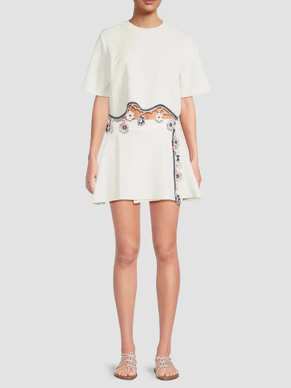 My Beachy Side Peony Crocheted Hem Cover-up Top - Ivory