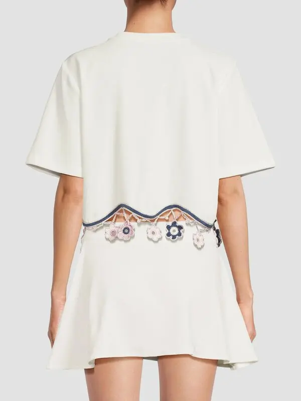 My Beachy Side Peony Crocheted Hem Cover-up Top - Ivory