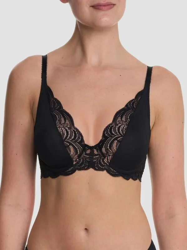 Natori Persuasion Lace Convertible Plunge T Shirt Bra - Black