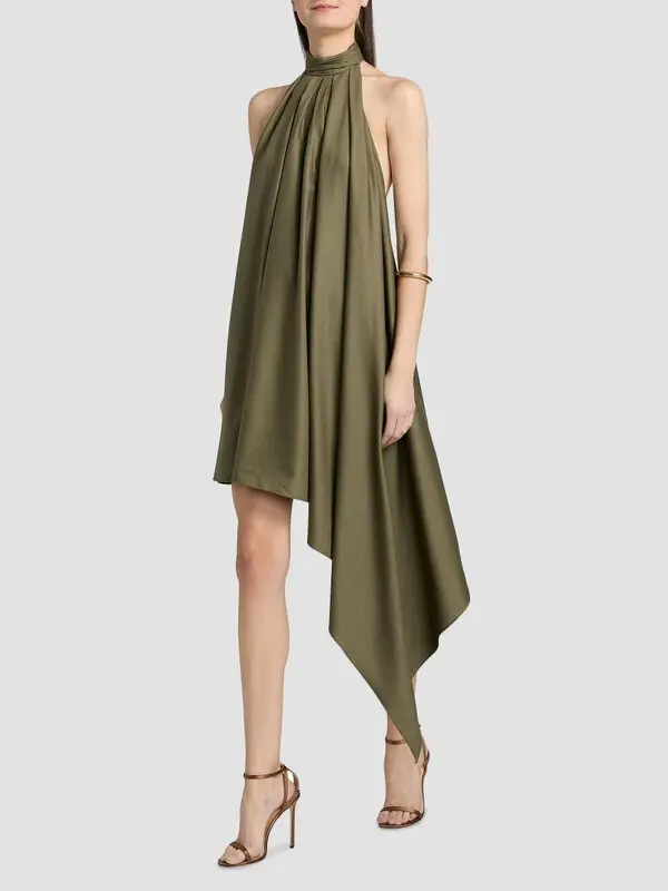 Ronny Kobo Fleur Asymmetric Wool-blend Halter Midi-dress