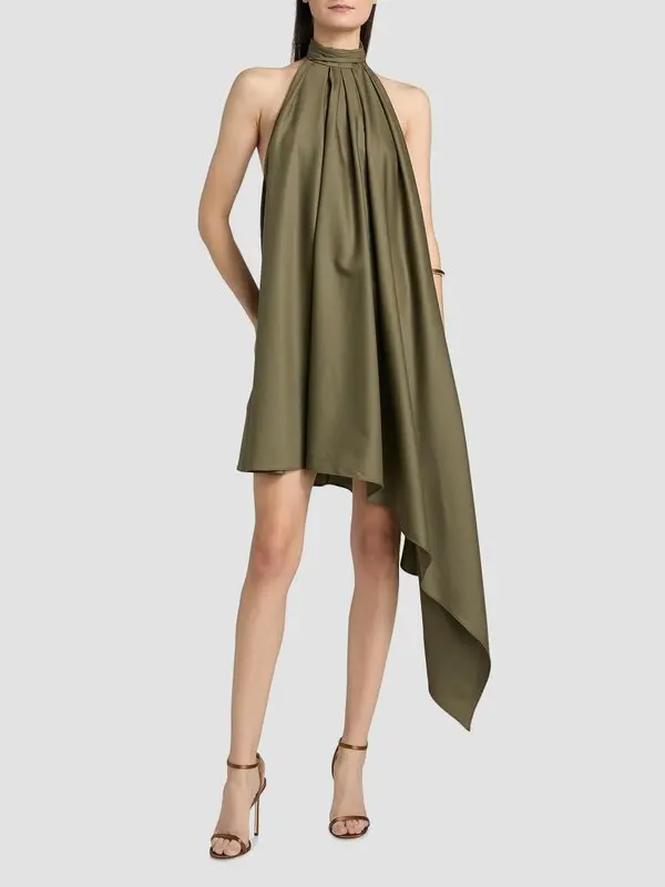 Ronny Kobo Fleur Asymmetric Wool-blend Halter Midi-dress