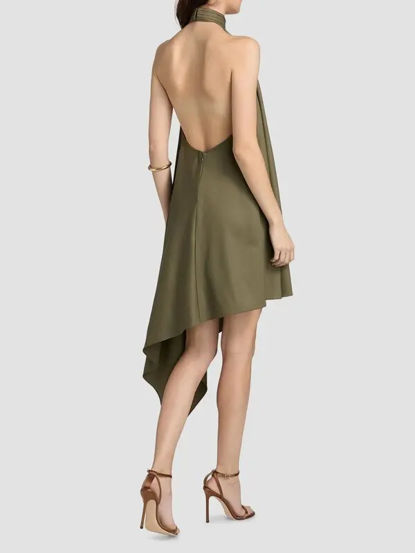 Ronny Kobo Fleur Asymmetric Wool-blend Halter Midi-dress