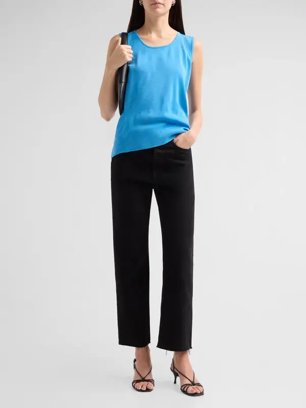Ming Wang Rib-knit Scoopneck Tank