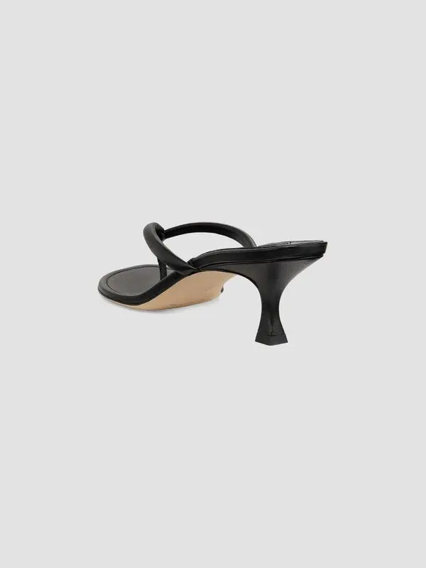 Manolo Blahnik Paterno 50mm Leather Thong Sandals - Black