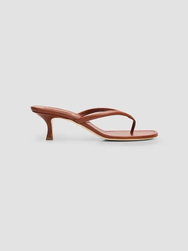 Manolo Blahnik Paterno 50mm Leather Thong Sandals - Brown