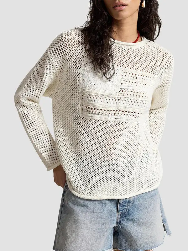 Polo Ralph Lauren Tonal Flag Pointelle Sweater