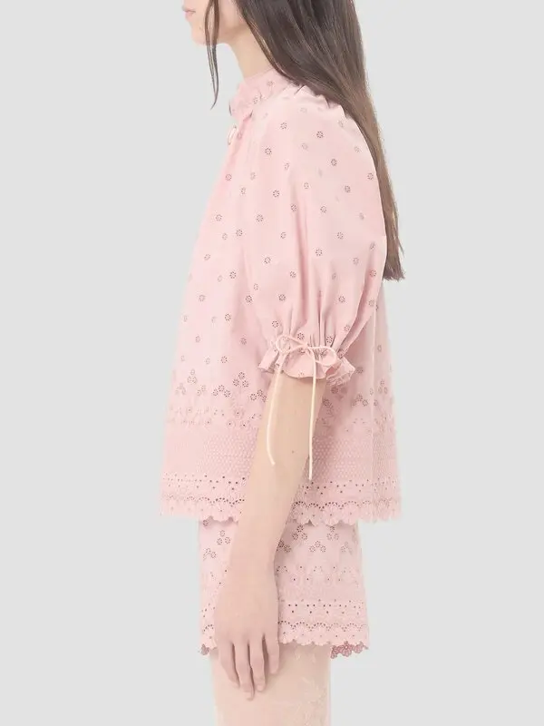 Valentino Garavani Sangallo Lace Top With Fleurs Ajours Margheritine Pattern