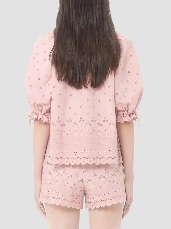 Valentino Garavani Sangallo Lace Top With Fleurs Ajours Margheritine Pattern