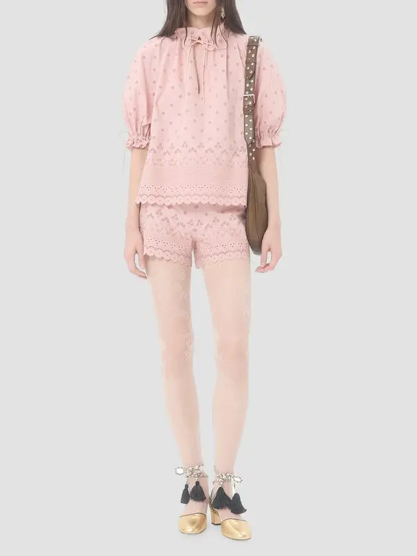 Valentino Garavani Sangallo Lace Top With Fleurs Ajours Margheritine Pattern