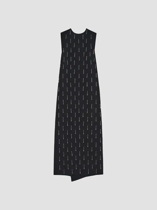 ARMARIUM Mina Embellished Wool Draped Back Midi-dress