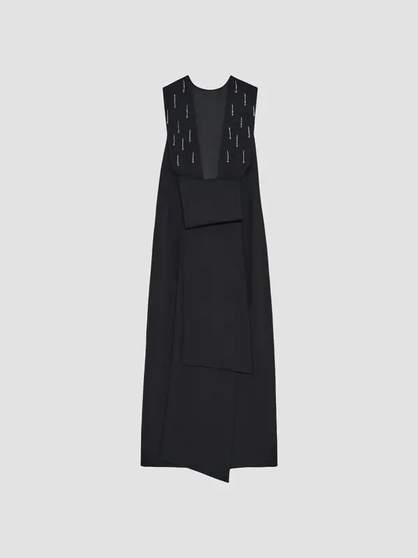 ARMARIUM Mina Embellished Wool Draped Back Midi-dress