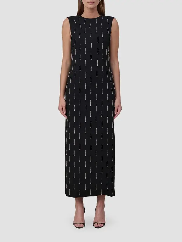 ARMARIUM Mina Embellished Wool Draped Back Midi-dress