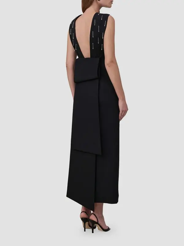 ARMARIUM Mina Embellished Wool Draped Back Midi-dress