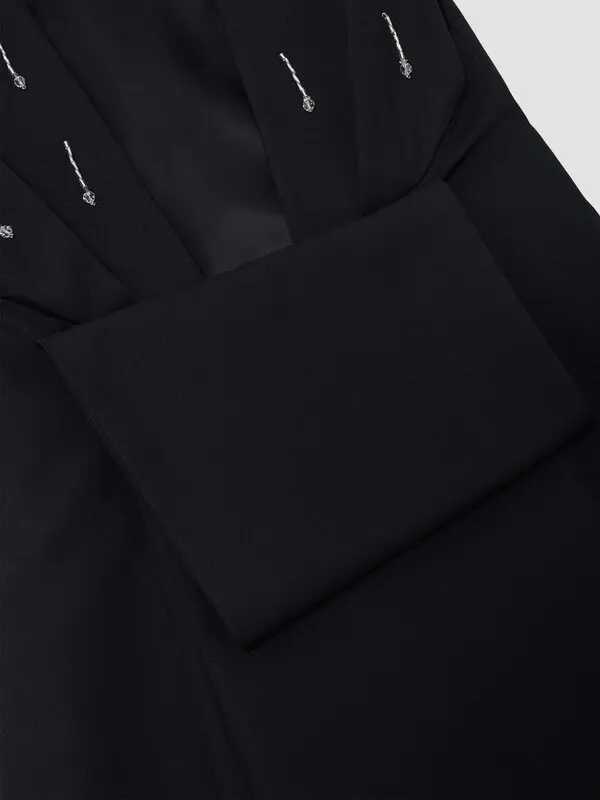 ARMARIUM Mina Embellished Wool Draped Back Midi-dress