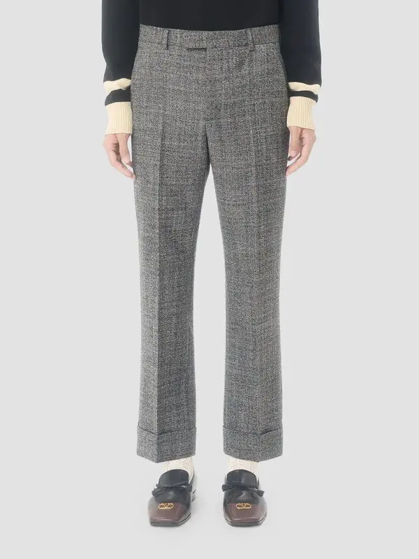 Valentino Garavani Mouliné Wool Pants With Cuffs