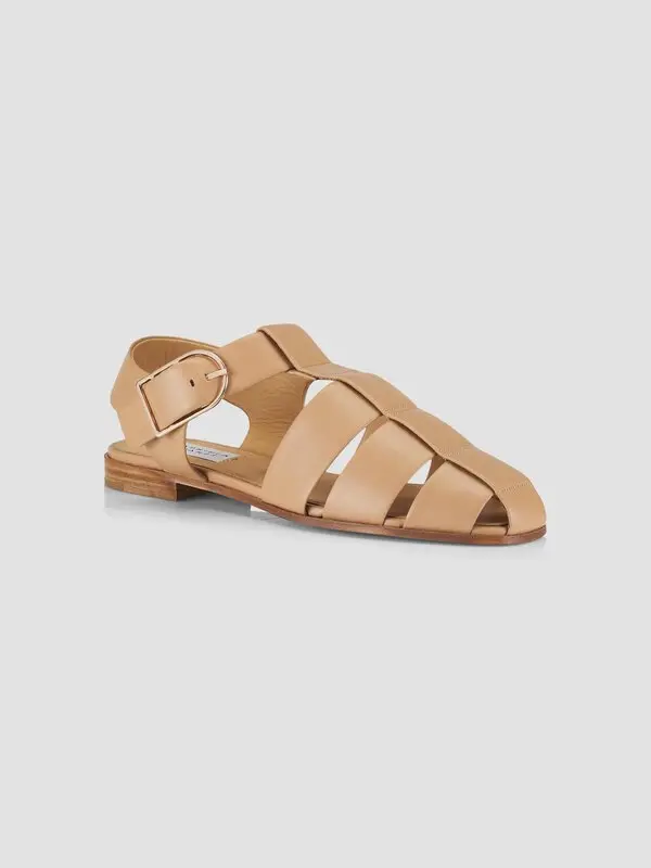 Gabriela Hearst Lynn Leather Fisherman Sandals - Dark Camel