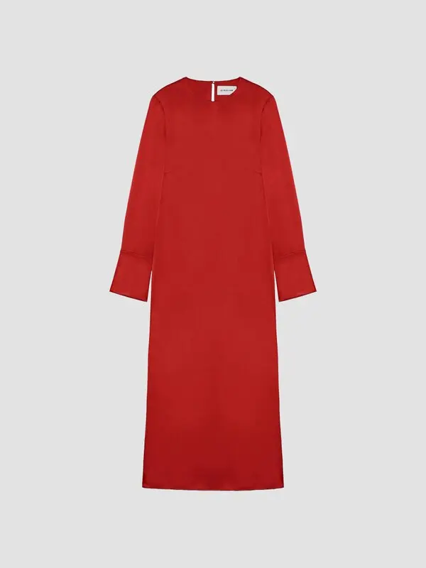 ARMARIUM Bruna Long-sleeve Silk Shift Midi-dress