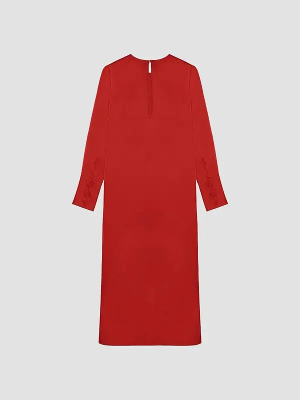 ARMARIUM Bruna Long-sleeve Silk Shift Midi-dress
