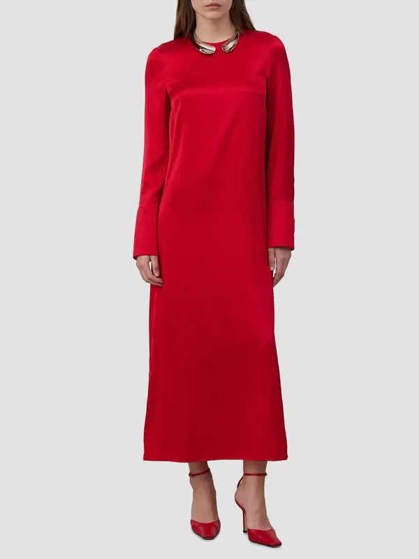 ARMARIUM Bruna Long-sleeve Silk Shift Midi-dress