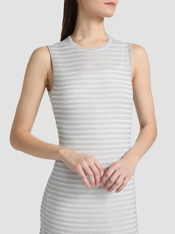 Alexander McQueen Metallic Float Stitch Midi-dress - Silver