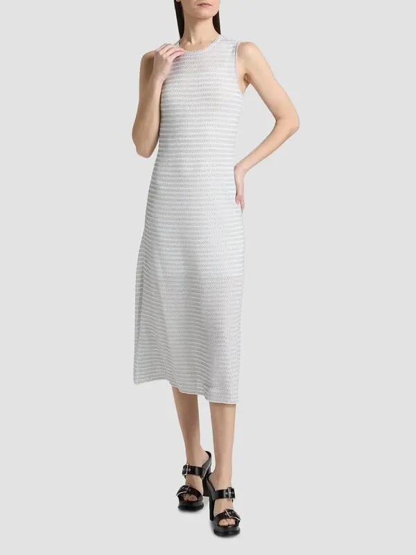 Alexander McQueen Metallic Float Stitch Midi-dress - Silver