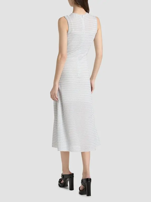 Alexander McQueen Metallic Float Stitch Midi-dress - Silver