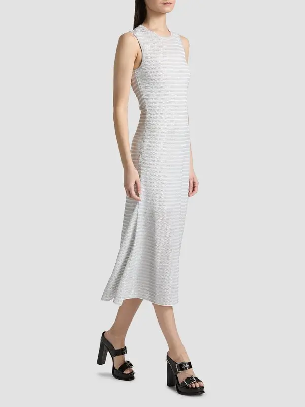 Alexander McQueen Metallic Float Stitch Midi-dress - Silver