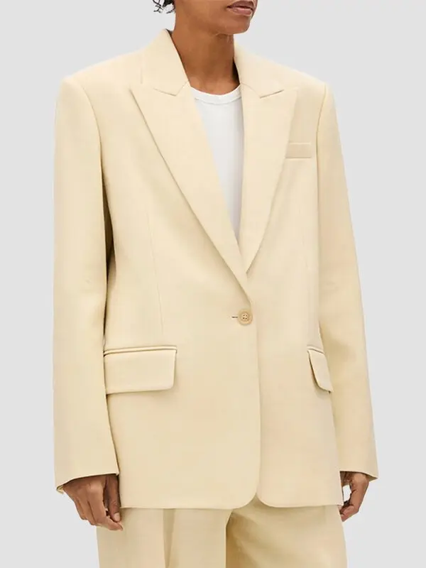 Another Tomorrow Oversized Tailored Jacket - Sand