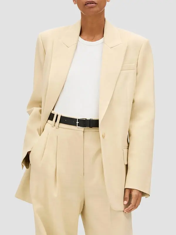 Another Tomorrow Oversized Tailored Jacket - Sand