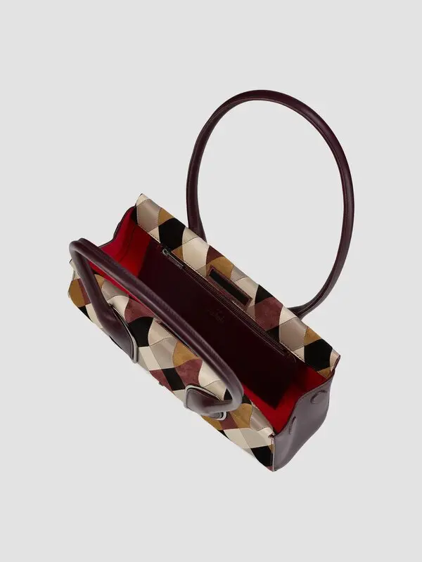 CHRISTIAN LOUBOUTIN Venus Diamond Multicolor Leather Top Handle Bag