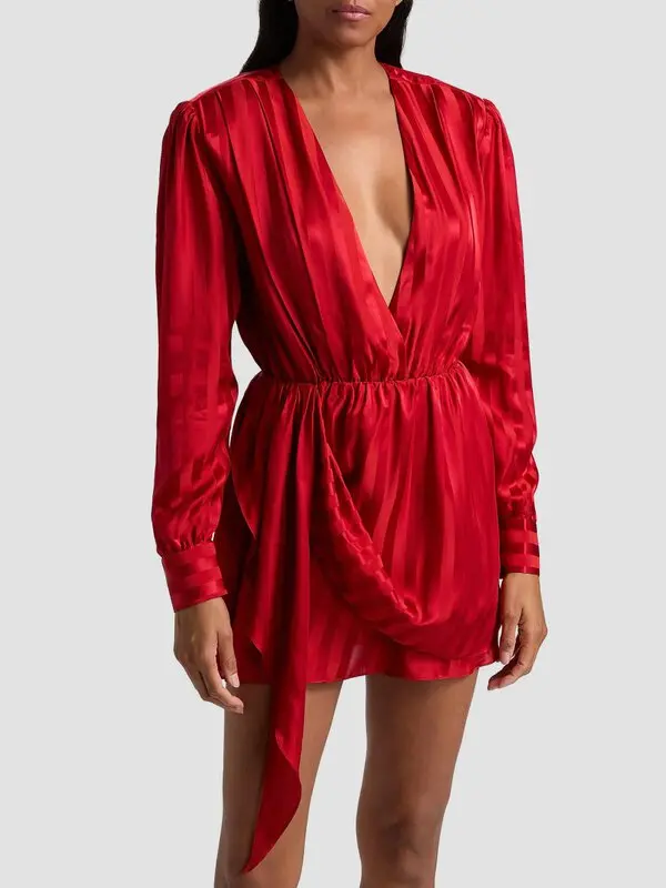 Ronny Kobo Abigail Striped Drape Minidress