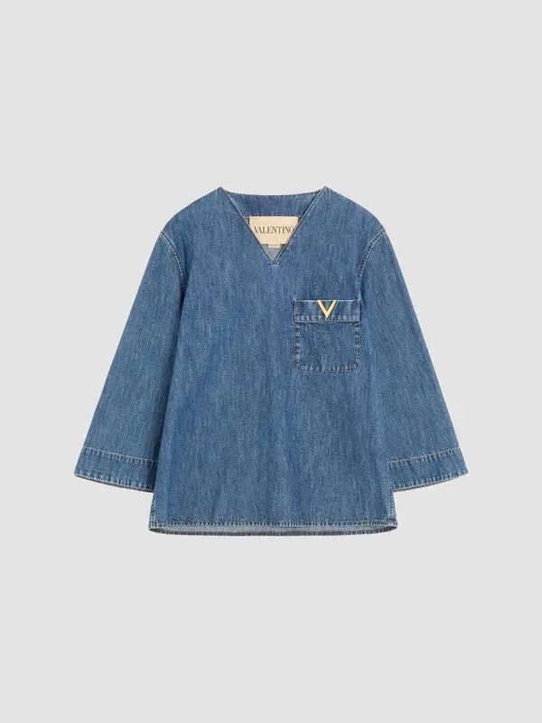 Valentino Garavani Denim Chambray Blouse - Blue