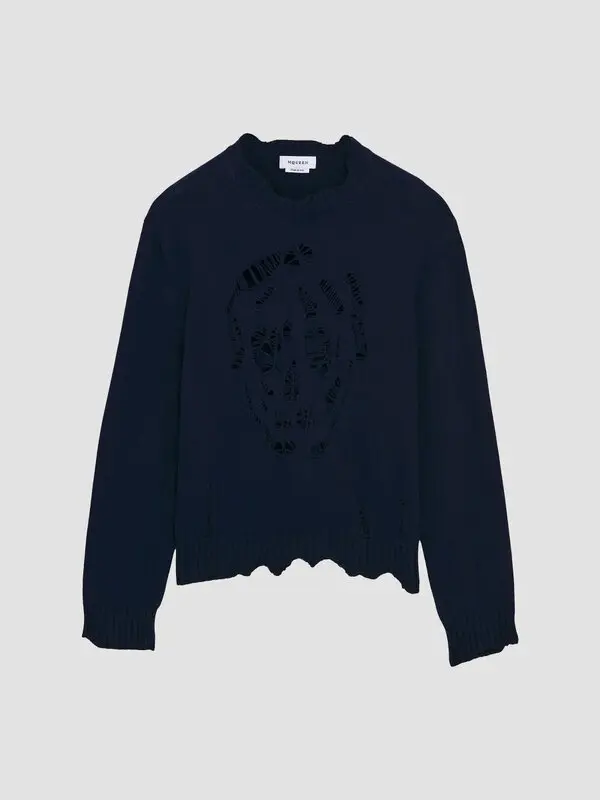 Alexander McQueen Skull Intarsia-knit Crewneck Sweater