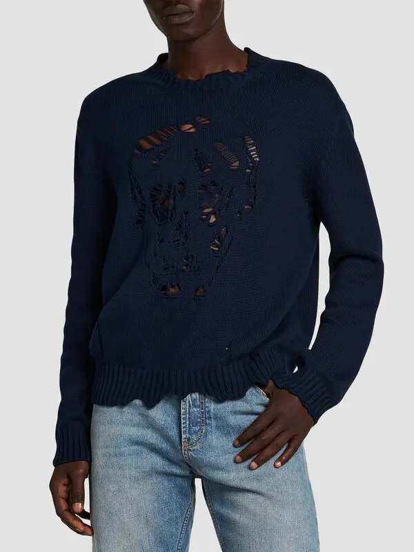 Alexander McQueen Skull Intarsia-knit Crewneck Sweater