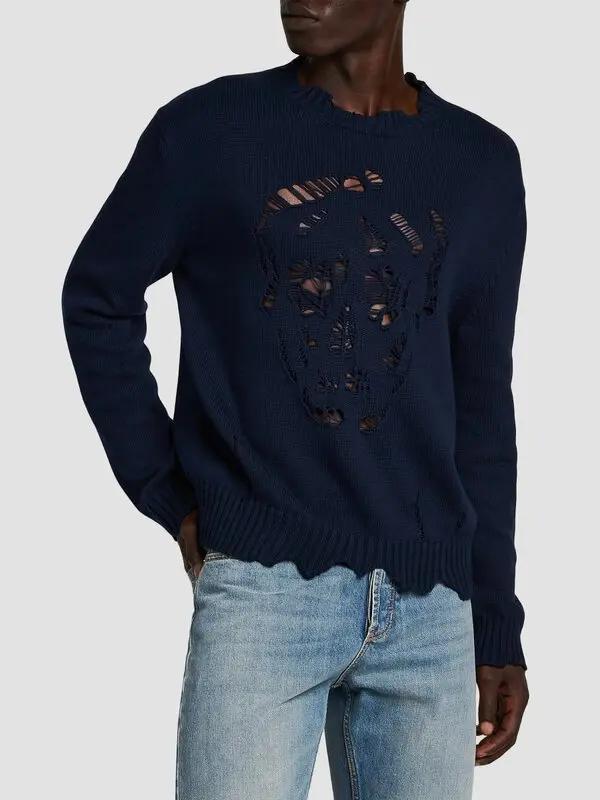 Alexander McQueen Skull Intarsia-knit Crewneck Sweater