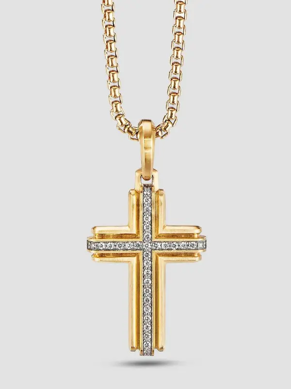 David Yurman Deco Cross Pendant In 18k Yellow Gold