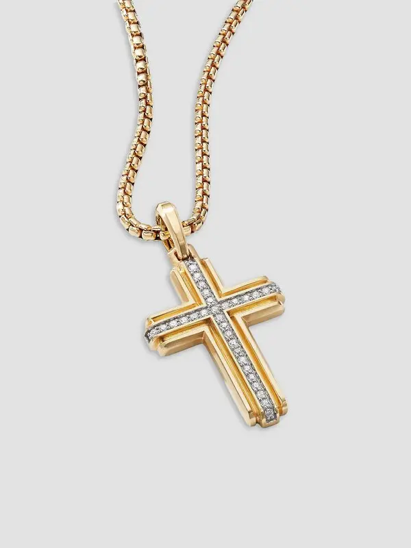 David Yurman Deco Cross Pendant In 18k Yellow Gold