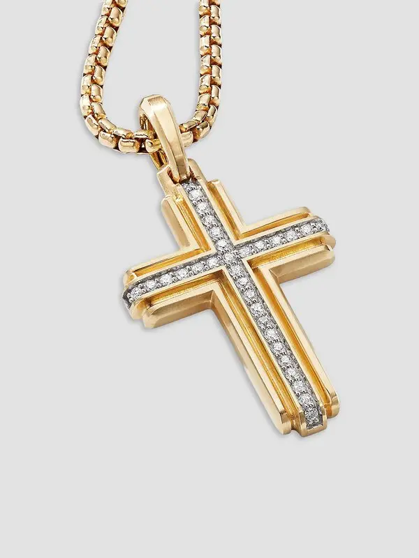 David Yurman Deco Cross Pendant In 18k Yellow Gold