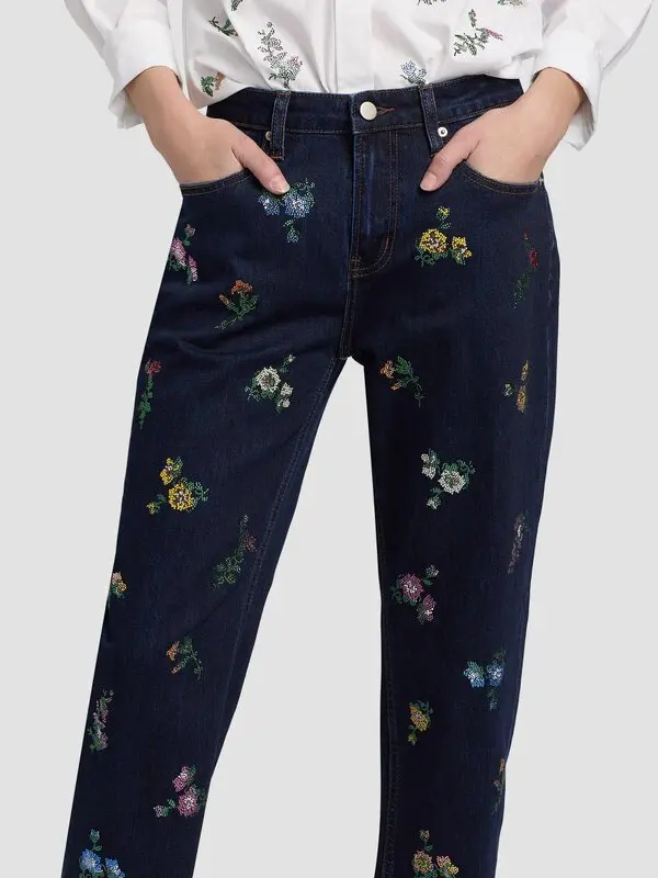 Libertine Joy And Mirth Floral-embroidered Boyfriend Jeans