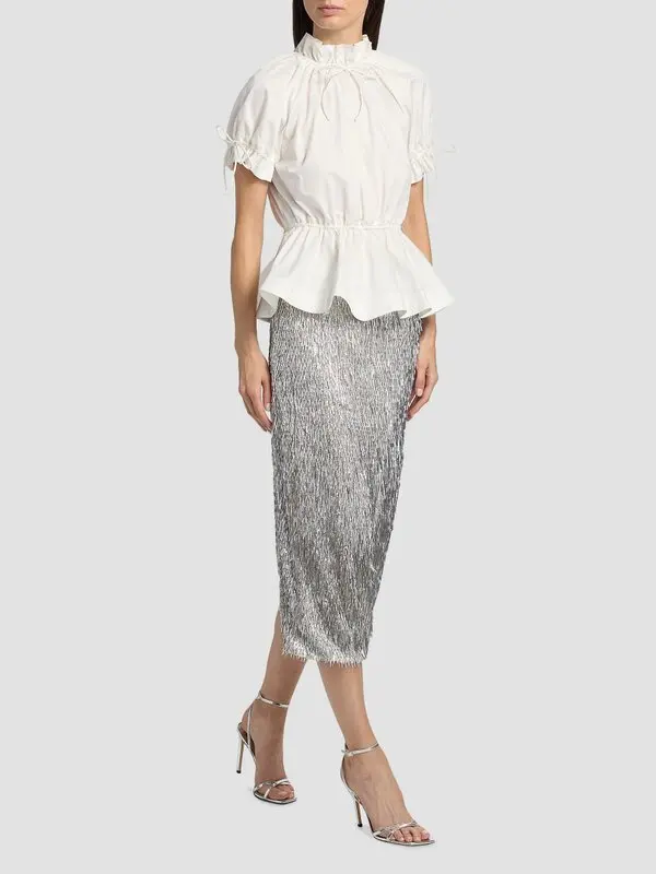 AKNVAS Tao Metallic Sequined Pencil Skirt
