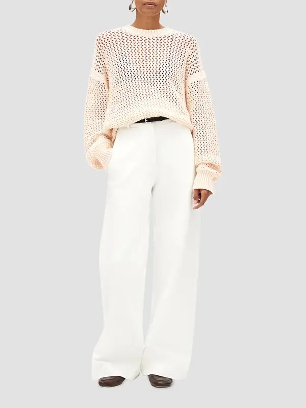 Another Tomorrow Open Knit Crewneck